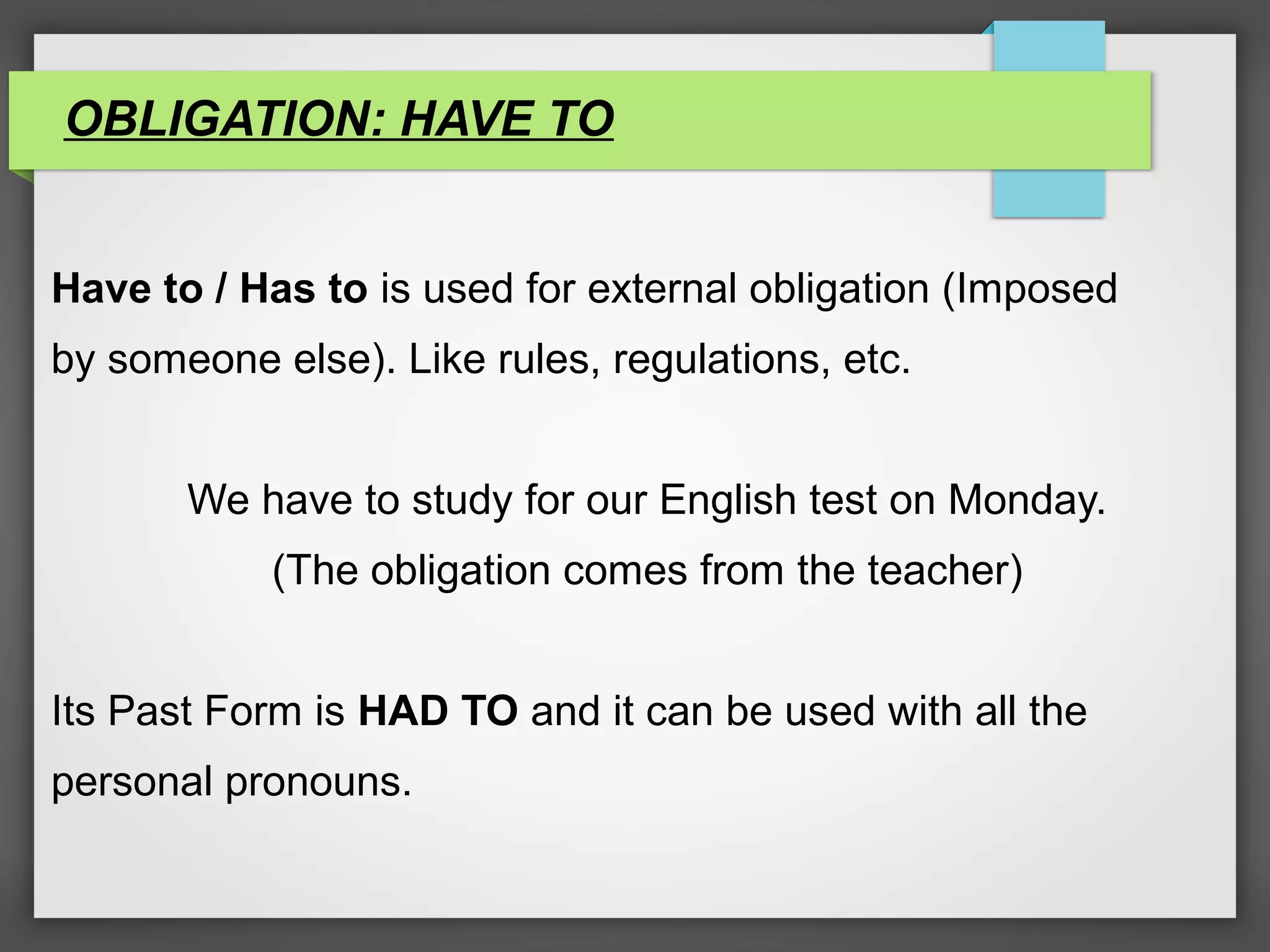 Present and past use of modal auxiliaries | PPT