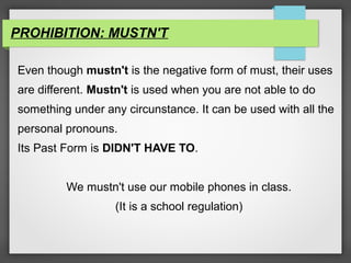Present and past use of modal auxiliaries | PPT