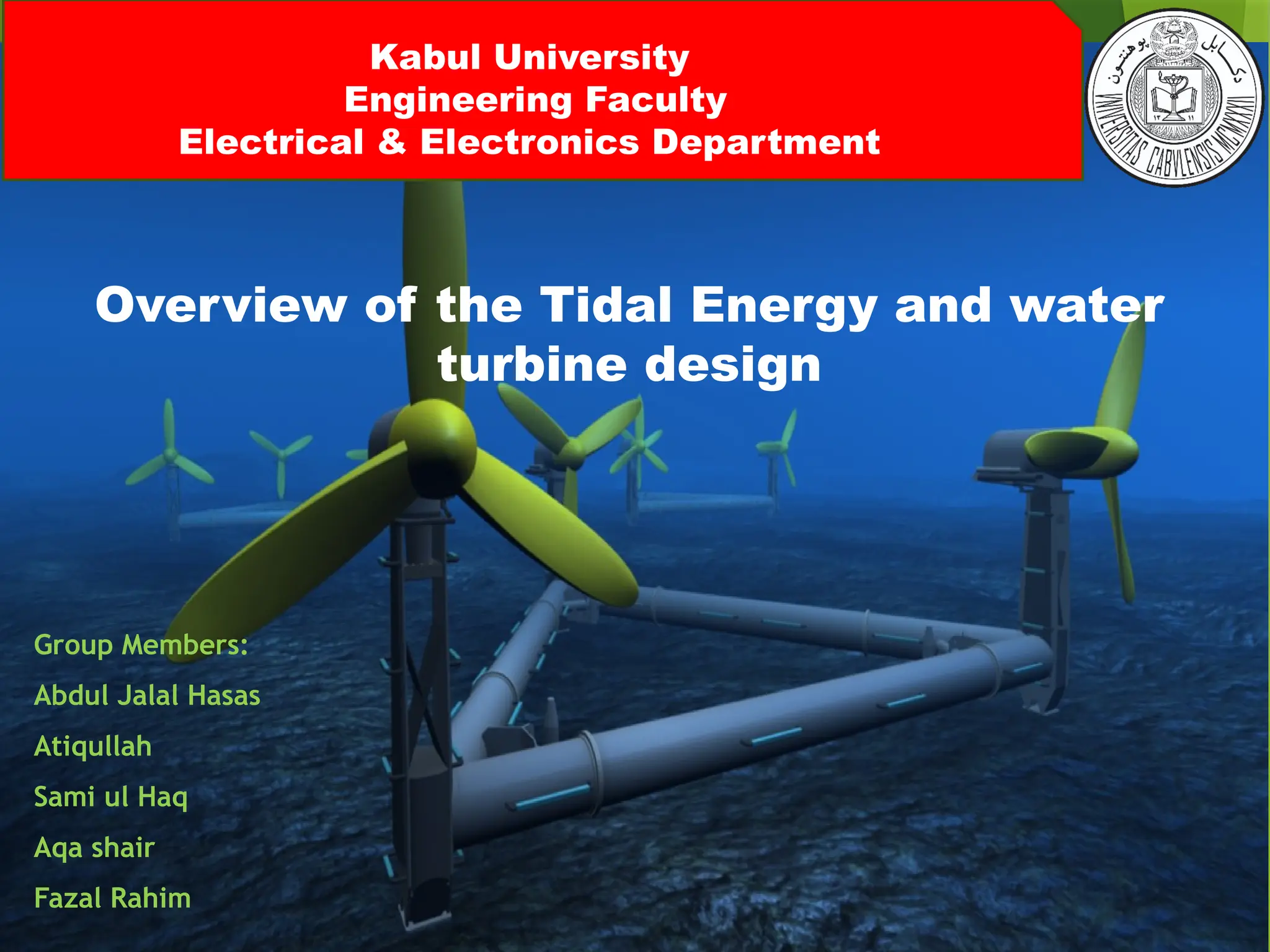 Overview of the Tidal Energy and water turbine design | PPTX
