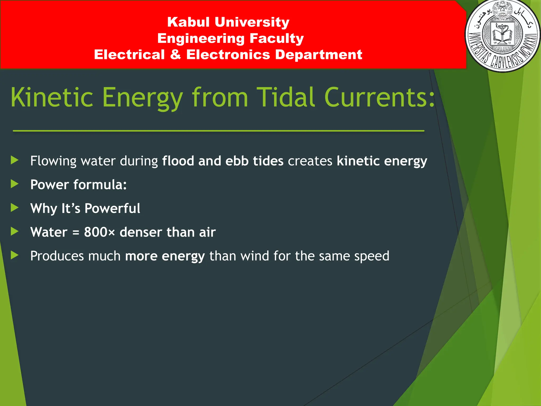 Overview of the Tidal Energy and water turbine design | PPTX