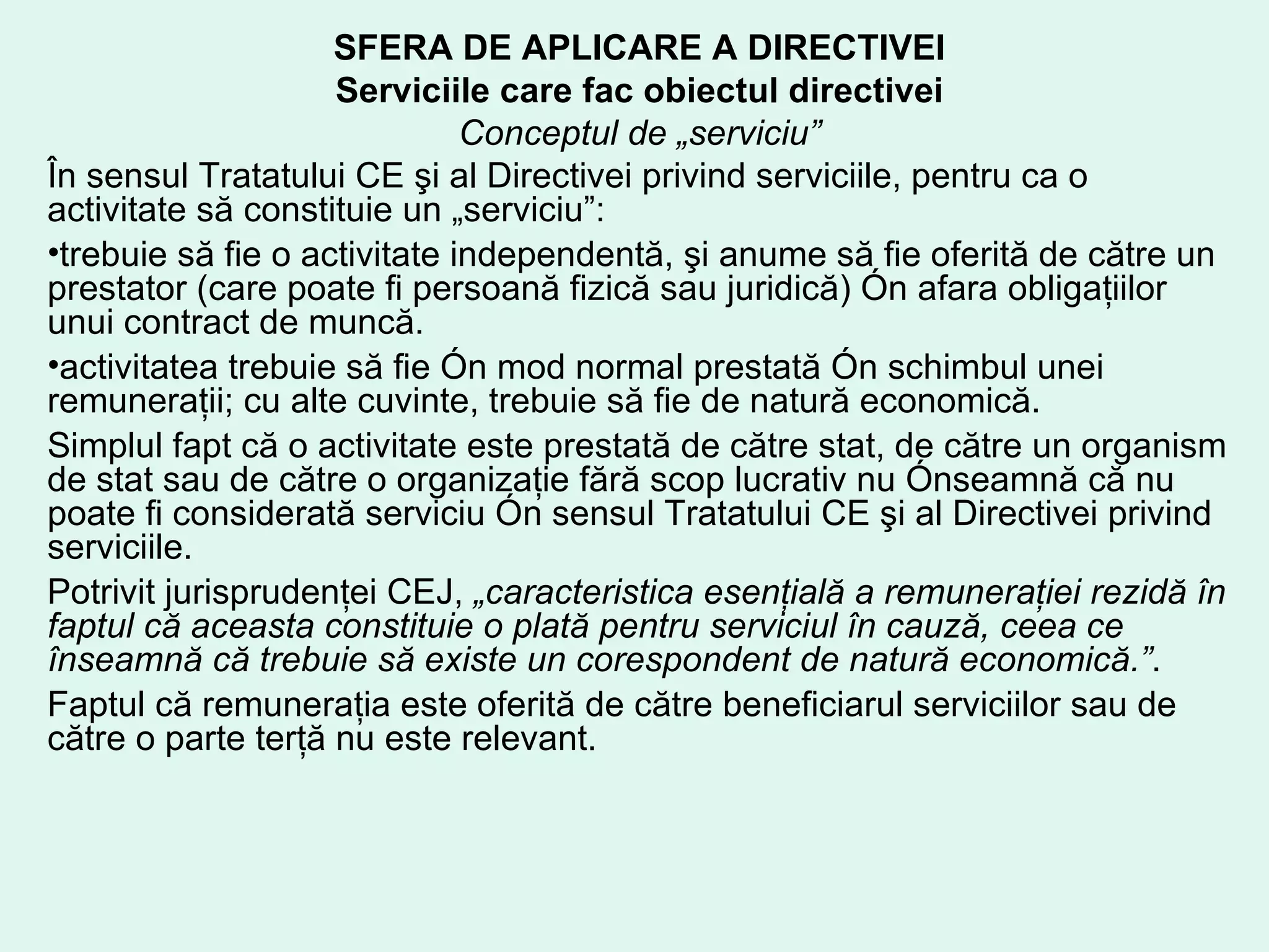 Presentare Directiva Servicii Stabilire Si Servicii Transnationale | PPT