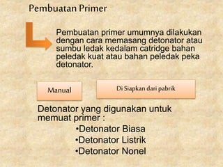 Primer, booster dan alat pemicu peledakan. OBEL MINE'13 UNIPA | PPTX