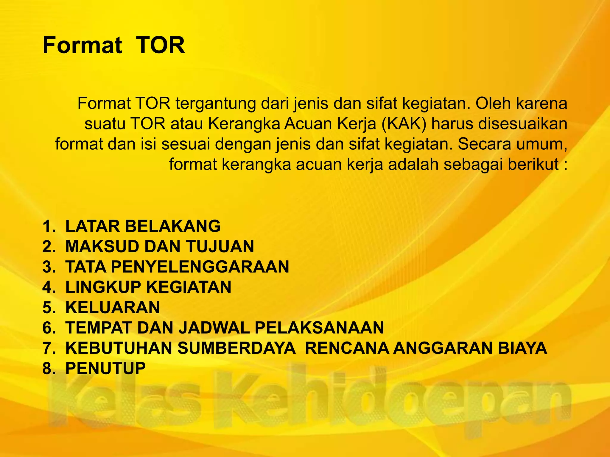 DASAR PENYUSUNAN TOR | PPTX