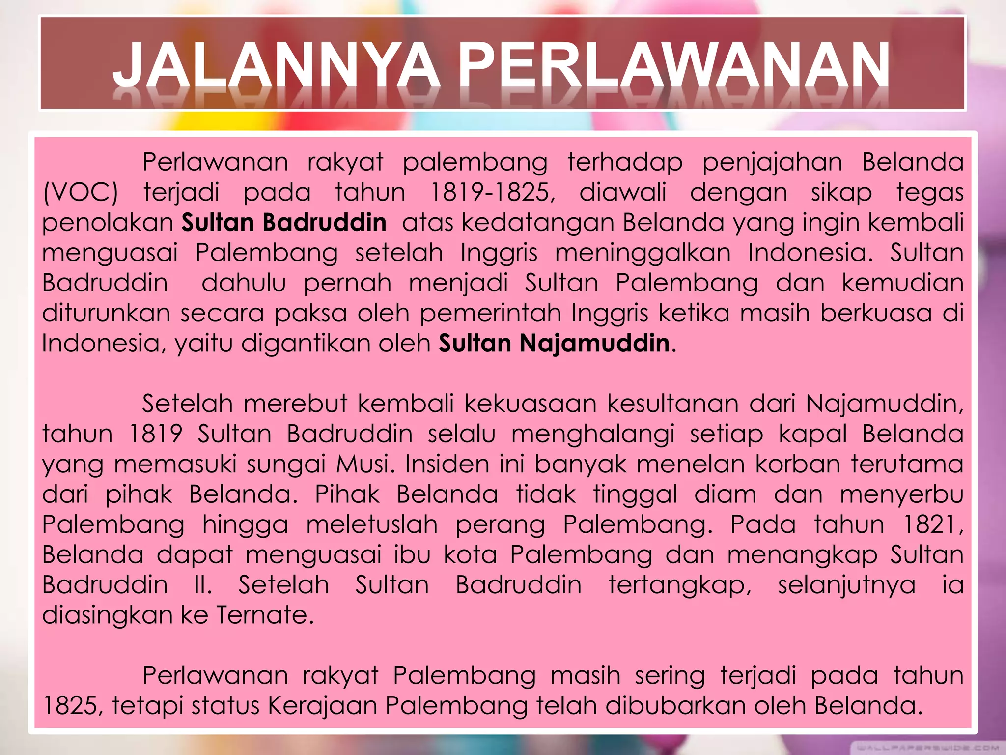 Perang Banjar-Perlawanan Rakyat Palembang | PPTX