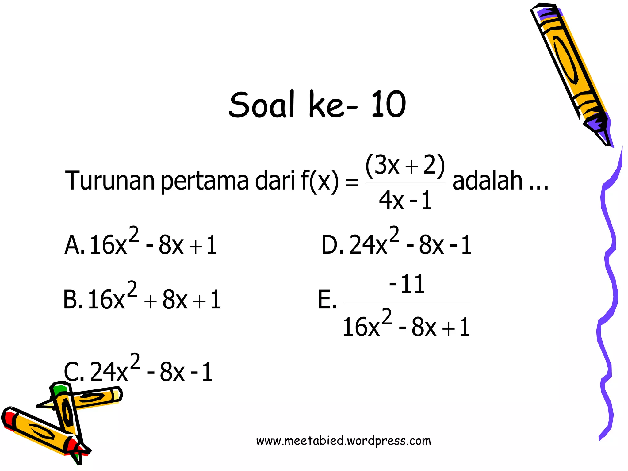 Presentasi matematika-kelas-xii-turunan | PPT