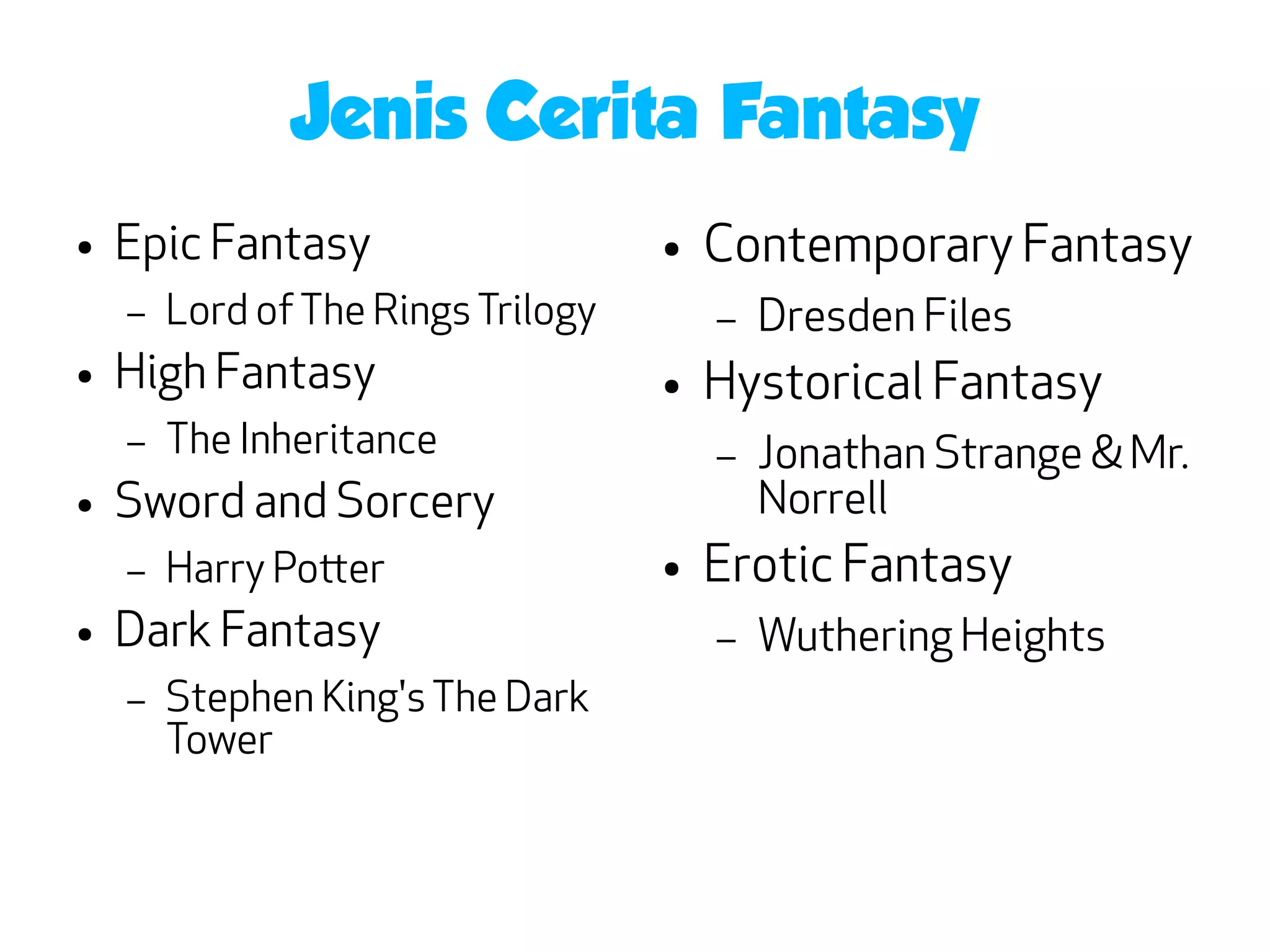 Presentasi membangun cerita fantasy dan science fiction | PDF