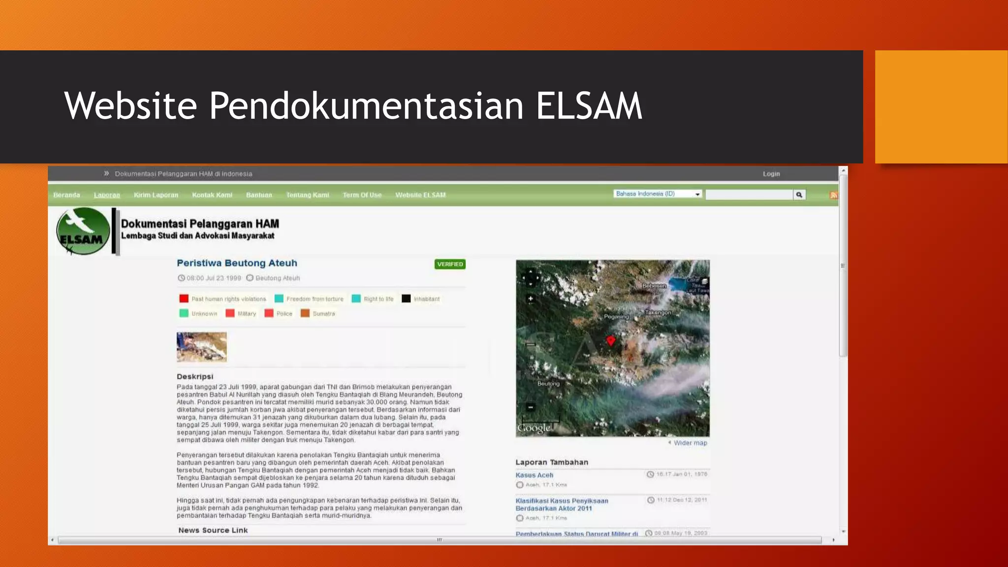Presentasi perlindungan dan penegakan HAM di Indonesia - ELSAM 2013 | PPTX