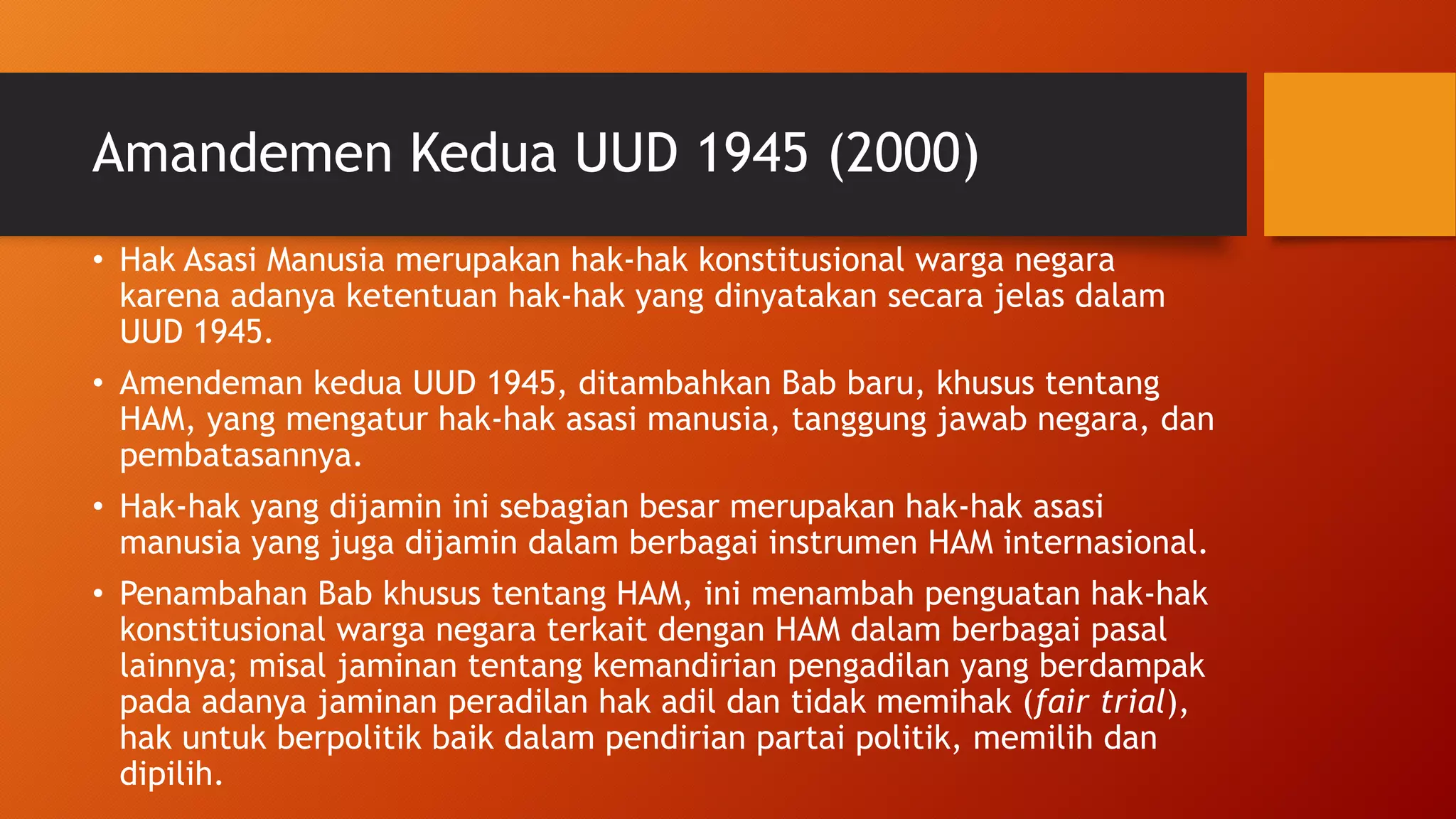 Presentasi perlindungan dan penegakan HAM di Indonesia - ELSAM 2013 | PPTX
