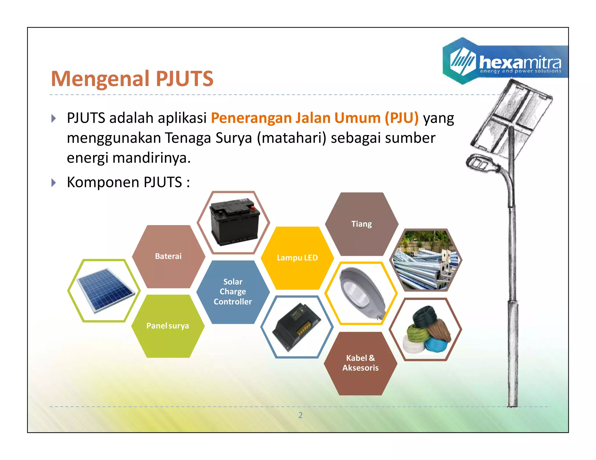 Presentasi PJUTS (Penerangan Jalan Umum Listrik Tenaga Surya) | PDF