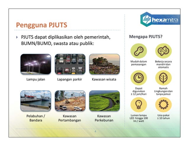 Presentasi PJUTS (Penerangan Jalan Umum Listrik Tenaga Surya) | PDF