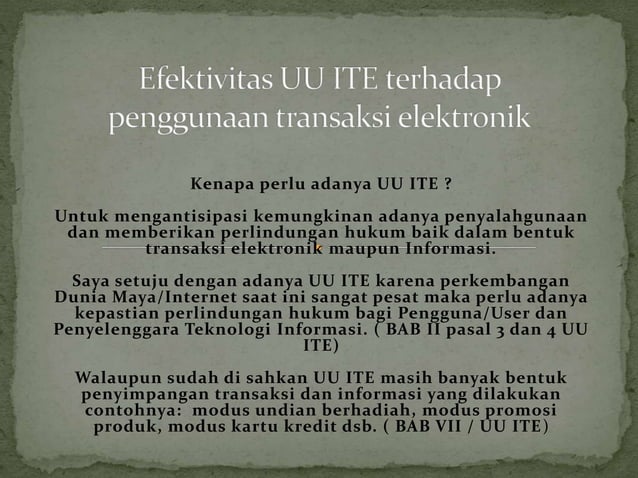 UU ITE terhadap penggunaan teknologi | PPT