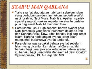 'urf, syar'u man qablana | PPS