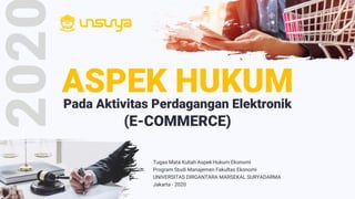 Presentasi aspek hukum pada aktivitas perdagangan elektronik (e commerce) | PDF