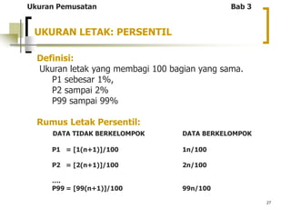 Presentasi Bab 03 mengenani ukuran pemusatan data | PPT