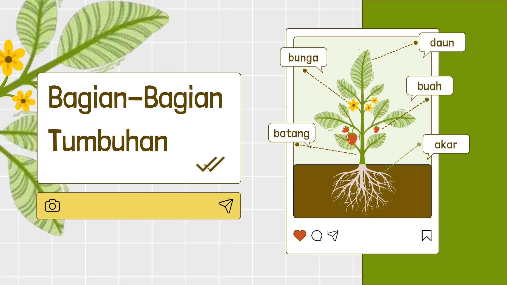 Presentasi Bagian-Bagian Tumbuhan IPAS Kelas 4 Hijau Coklat Neo Chat ...