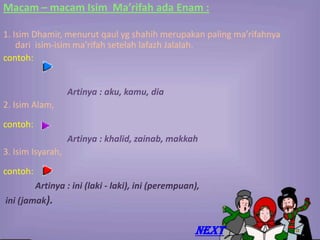 isim nakirah dan ma'rifah | PPTX