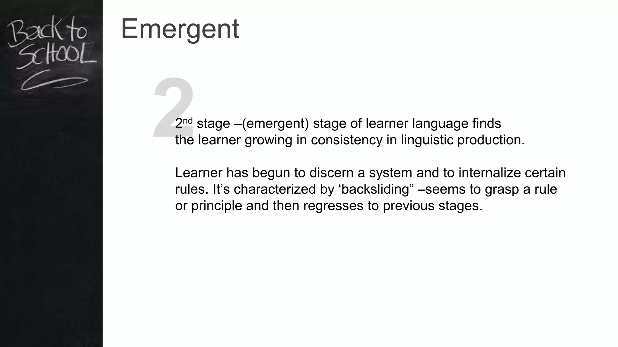 Stages of Learner Language Development | PPTX