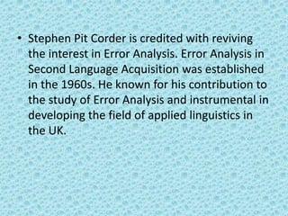 Definition and History of Error Analysis | PPTX
