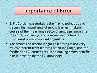Definition and History of Error Analysis | PPTX