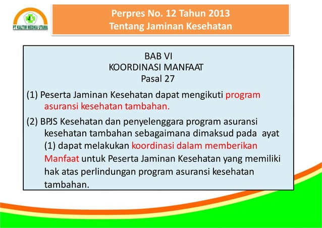 Presentasi COB (Coordination of Benefit) BPJS Kesehatan - HRCR | PDF