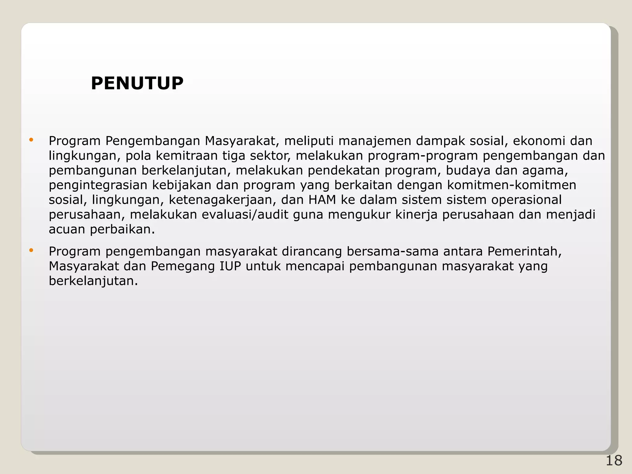 Presentasi comdev karbindo | PPT