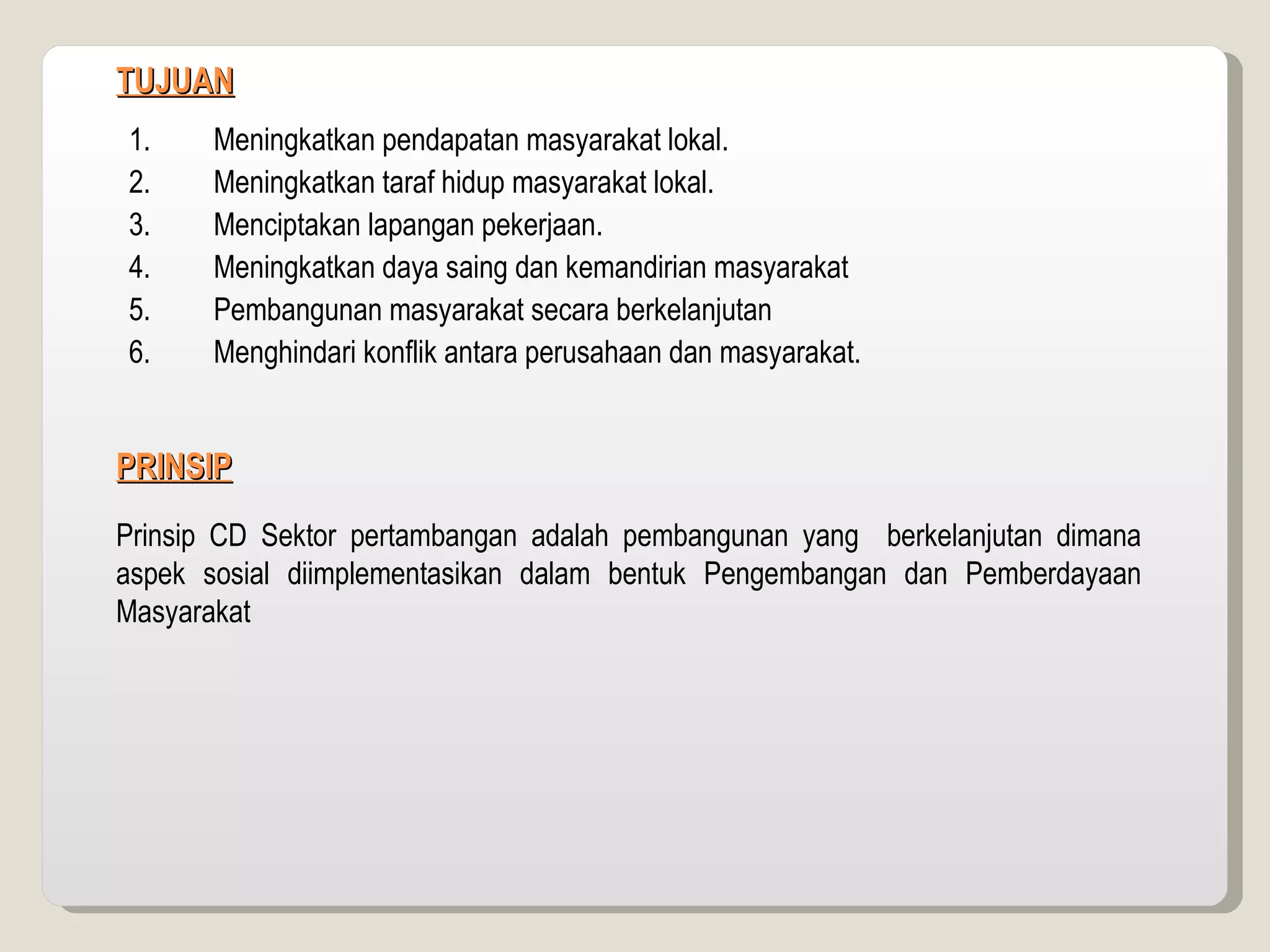 Presentasi comdev karbindo | PPT