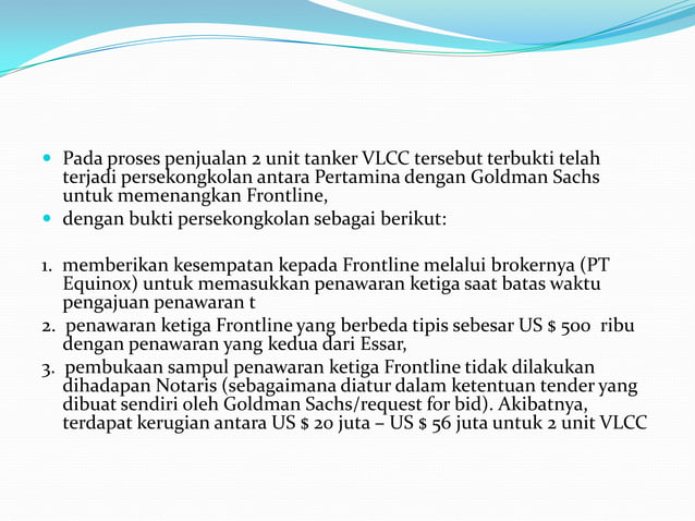 Presentasi dugaan korupsi vlcc | PPT