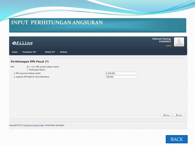 Presentasi e filing 070220012 | PDF