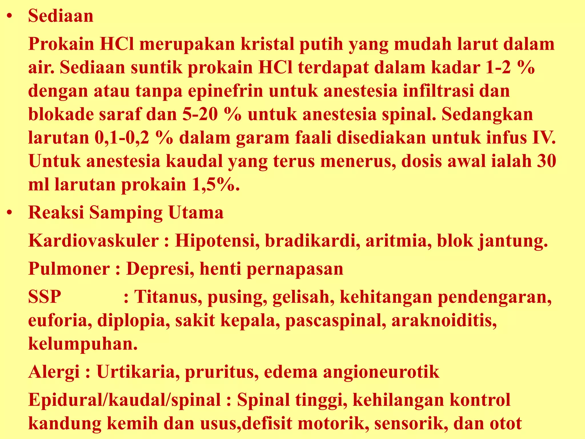 Presentasi farmakologi anestesi lokal | PPTX