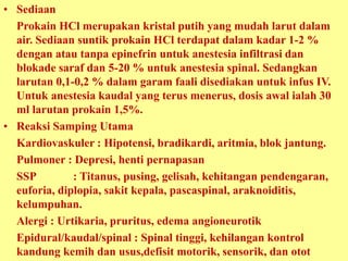 Presentasi farmakologi anestesi lokal | PPTX