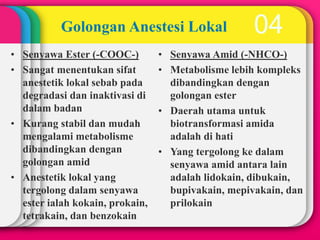 Presentasi farmakologi anestesi lokal | PPTX