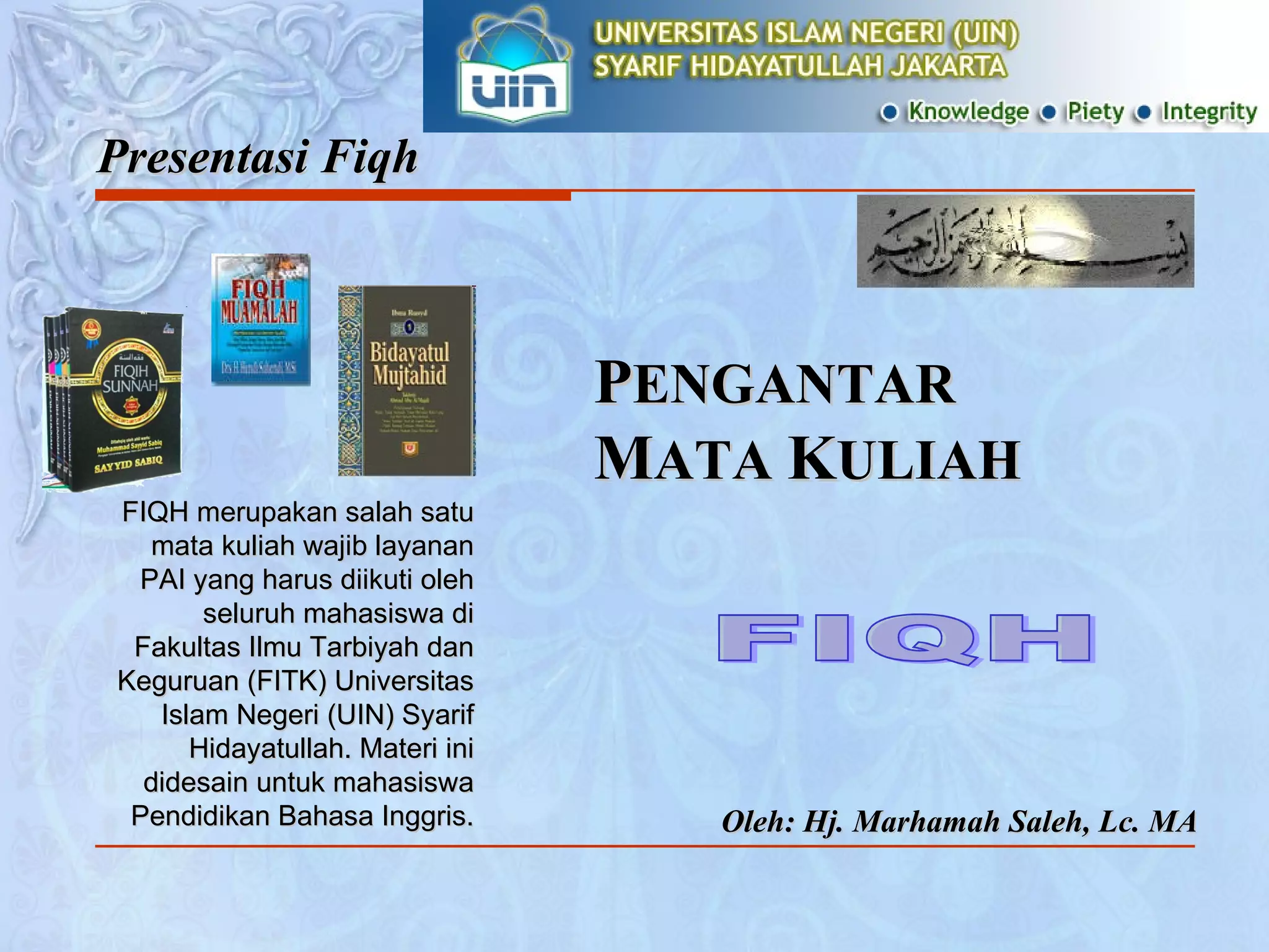 Presentasi Fiqh 1 | PPS