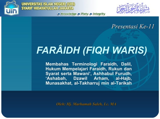 Presentasi Fiqh 12 (Waris) | PPS