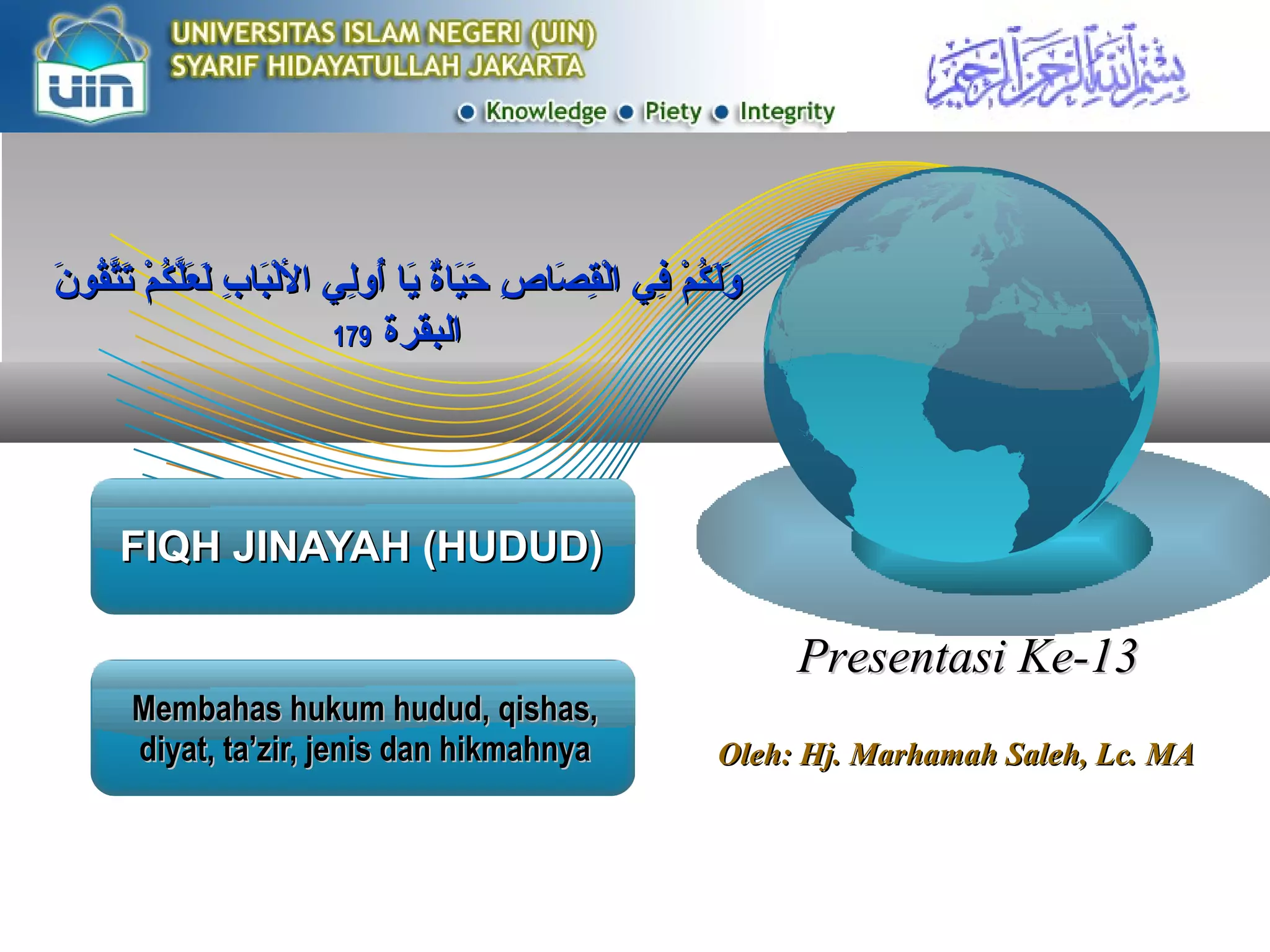 Presentasi Fiqh 13 (Hudud) | PPS
