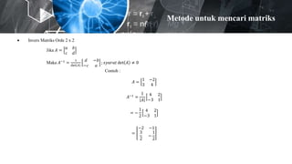 Presentasi fisika komputasi invers matrik gauss jordan dengan python | PPTX