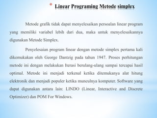 Linear programing metode simplex | PPT