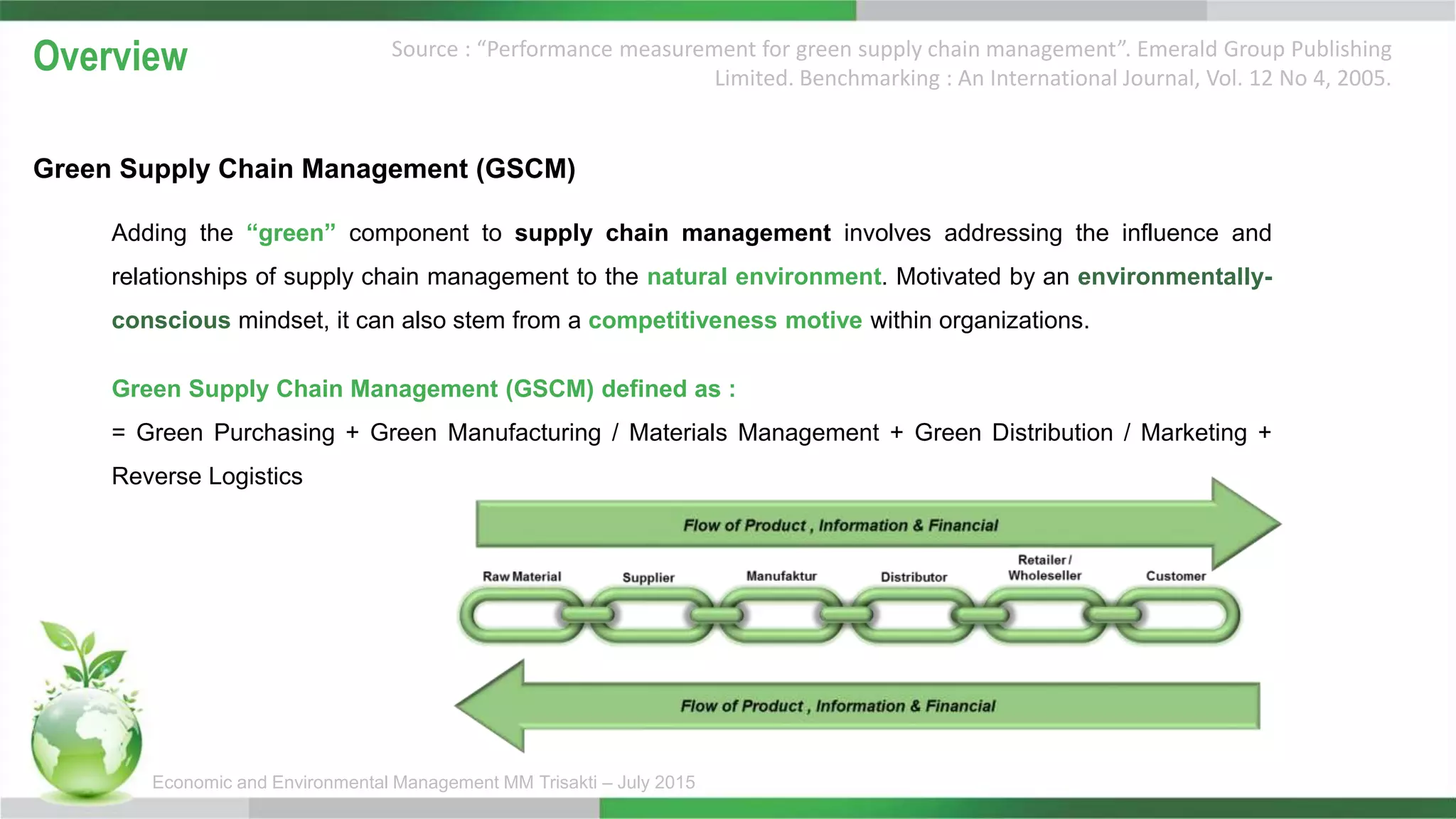 Environmental Economics and Management : Green SCM | PPT