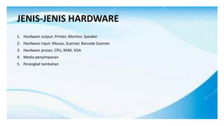 Presentasi Hardware (perangkat keras) pada MaPel Informatika Kelas 7 | PPTX