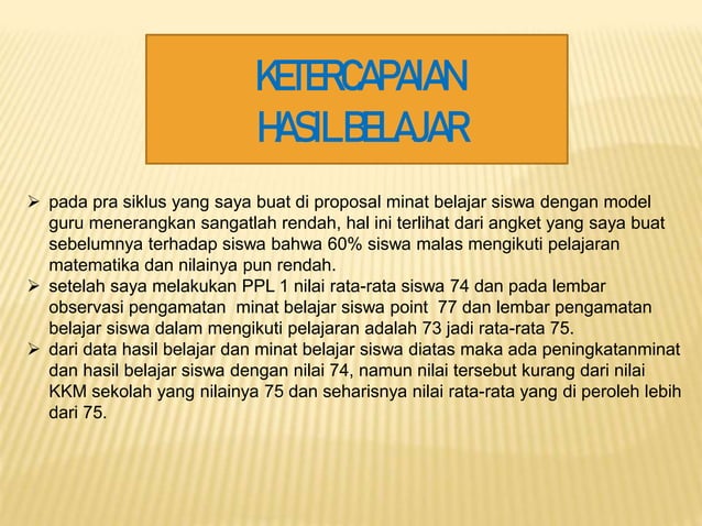 PRESENTASI HAsil kegiatan Penilaian Tindakan Kelas siklus 1ppt | PPT