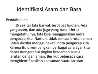 Identifikasi Asam dan Basa (Kimia Kelas XI) | PPT