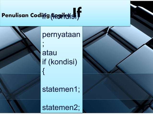 Contoh Presentasi ALgoritma Pemrograman Percabangan IF | PPT