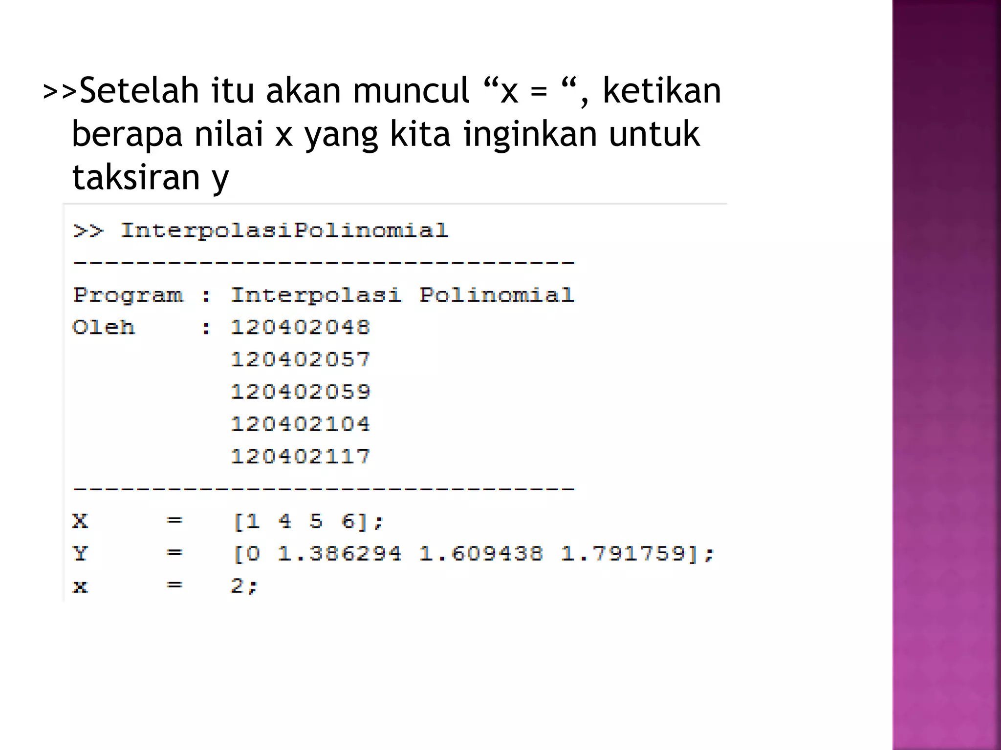 Presentasi interpolasi polinomial | PPTX