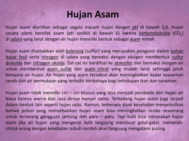 Hujan Asam - Global Warming - Sinar UV | PPT
