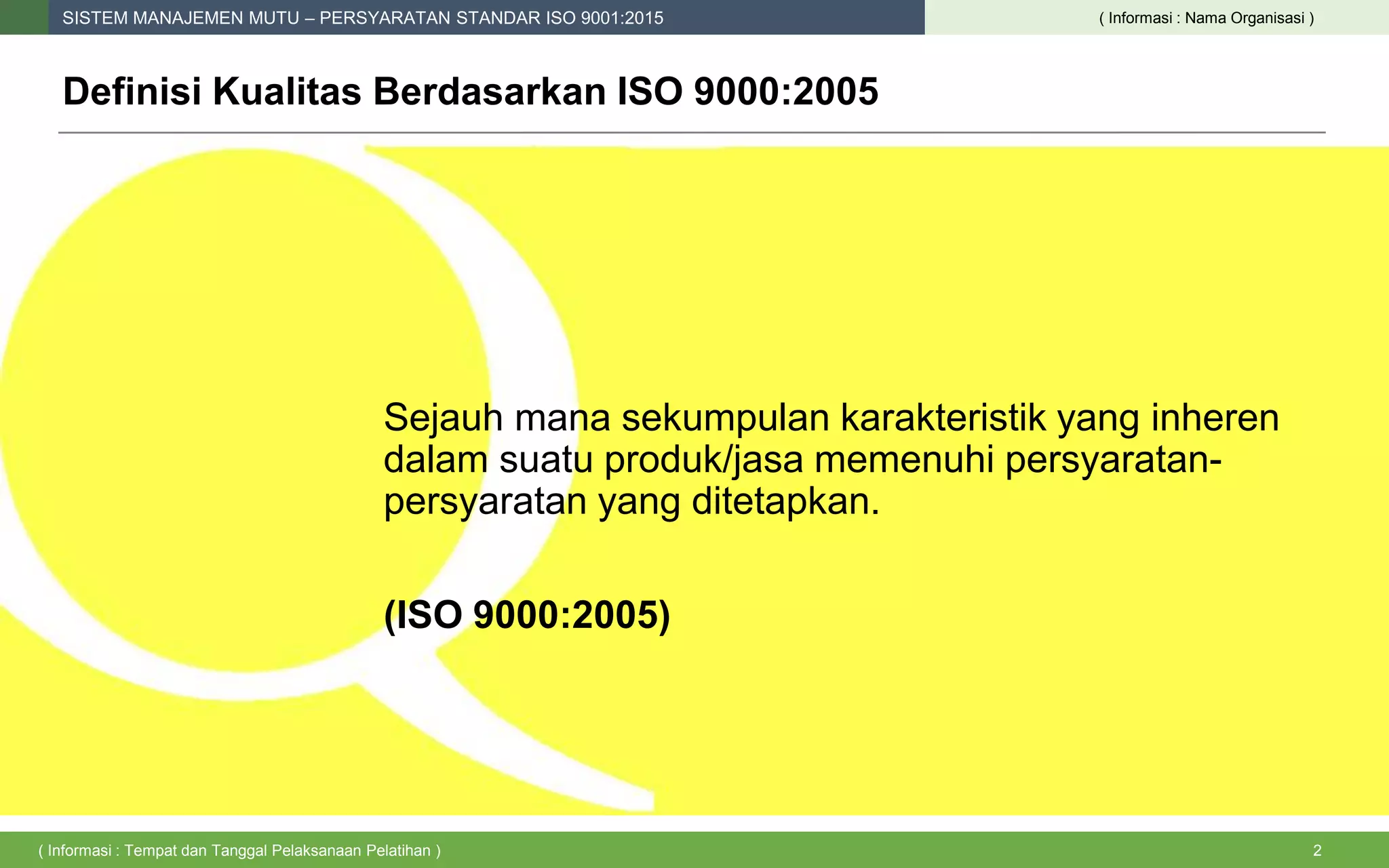 Presentasi iso 9001 2015 pendahuluan | PDF