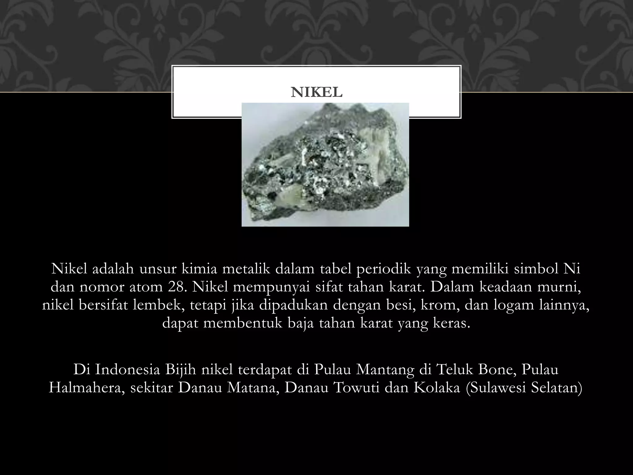 Presentasi jenis jenis bahan galian logam dan keterdapatannya | PPT