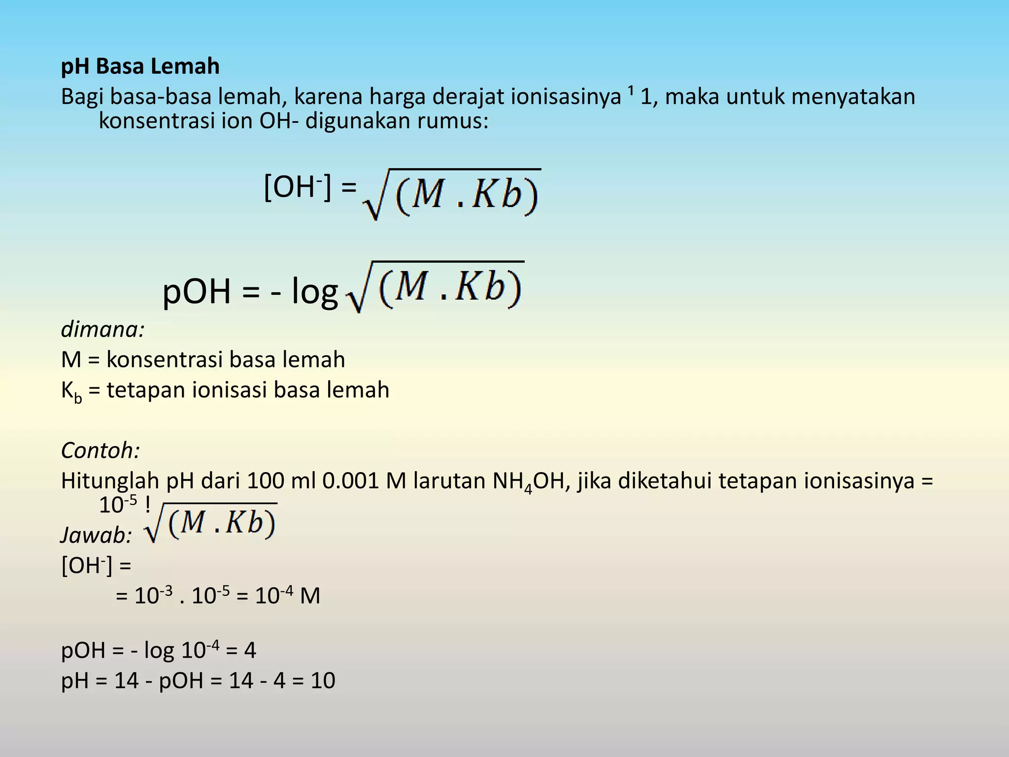 Kekuatan Asam Basa dan pH Larutan (Kimia Kelas XI) | PPTX