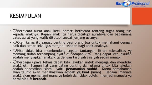 Membangkitkan fitrah seksualitas pada anak | PPT