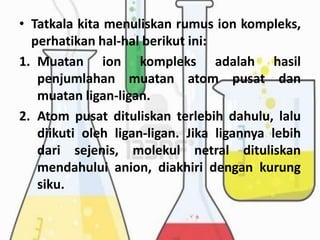 Presentasi kimia ion dan senyawa kompleks | PPTX