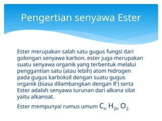 ester chemictry organic to find out ester | PPTX