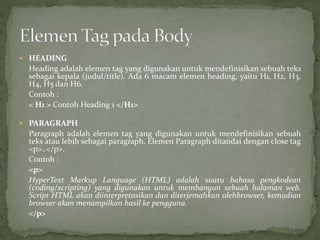 Presentasi konsep dasar html | PPTX